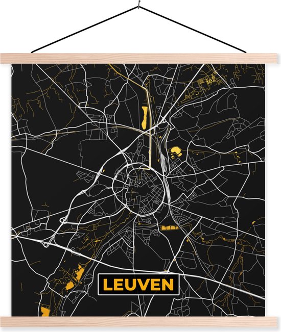 Posterhanger incl. Poster - Schoolplaat - Leuven - Goud - Stadskaart ...