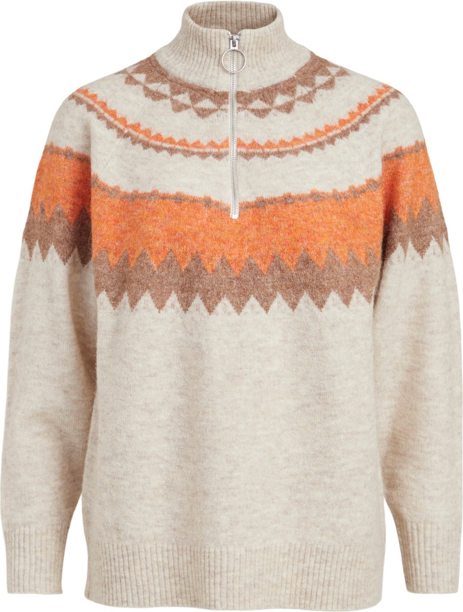 VILA VIALVA ZIP L/S JACQUARD KNIT TOP/SU Dames Trui - Maat M | bol.com