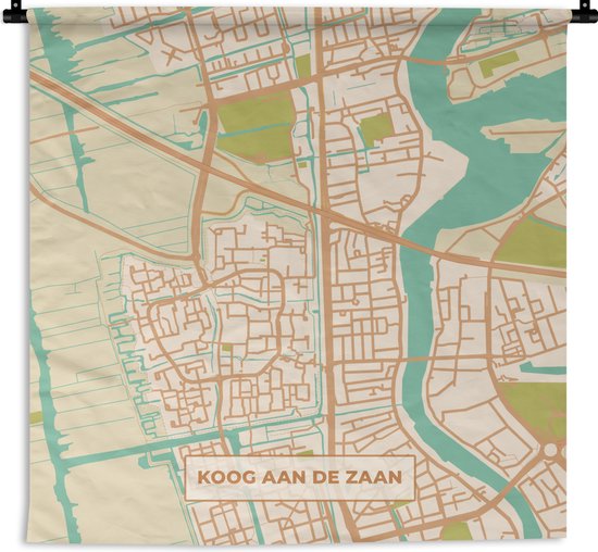 Wandkleed - Wanddoek - Plattegrond - Kaart - Koog aan de Zaan - Vintage ...