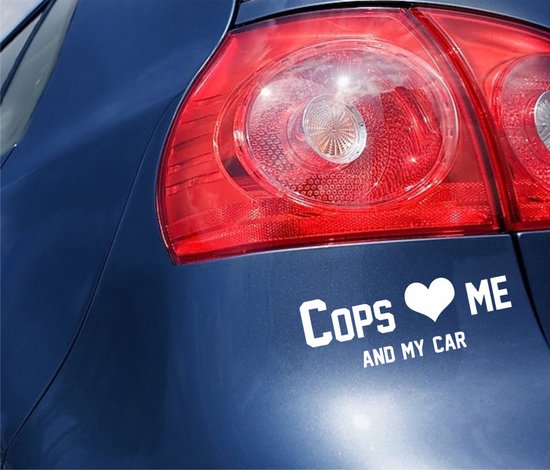 Bumpersticker - Cops Love Me And My Car - 15x6 - Wit | bol