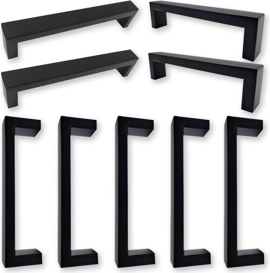 Handgreep / Keukengreep zwart 128 mm 10 Stuks - strak - Handgrepen voor ...