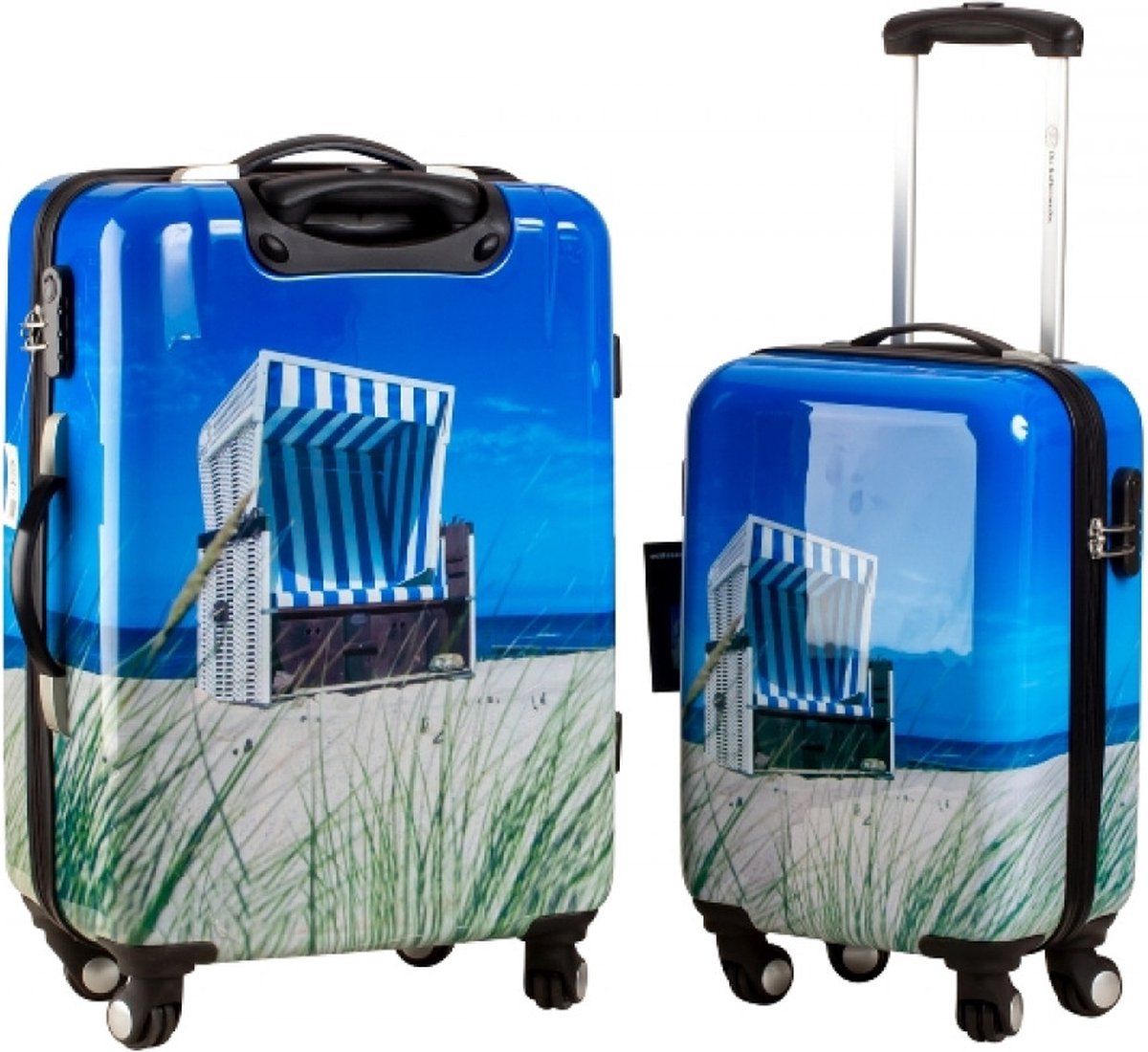 Strandkorb duo 2 delig hardcase kofferset strand blauw koffer met ...