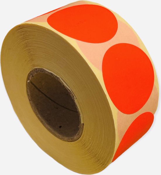 Etiketten Rond 35 mm Fluor Rood | bol