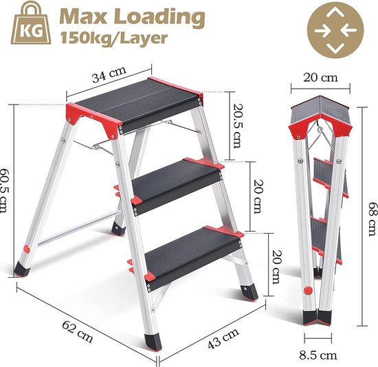 Huishoudtrap – small ladder – kitchen step – household step – mini ...