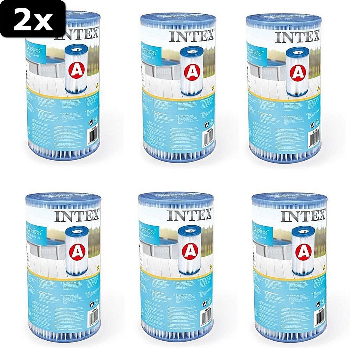 2x Intex 29000 Filter Cartridge Type A 6 Stuks voor Zwembad 244/305/366 ...