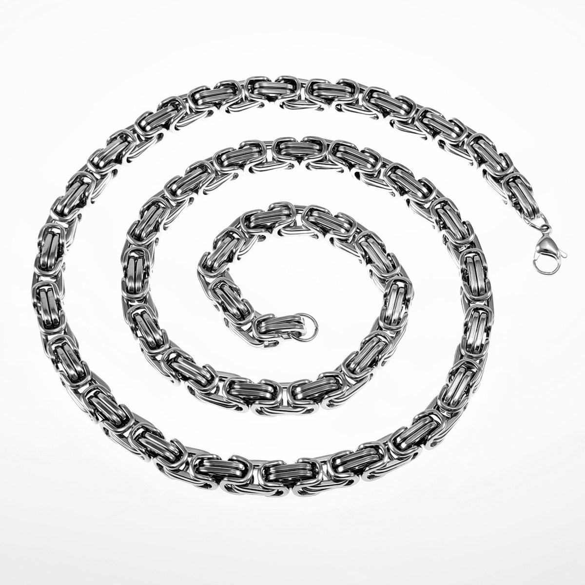 8mm Vierkante Koningsketting Heren - Stalen Zilver Kleur ...