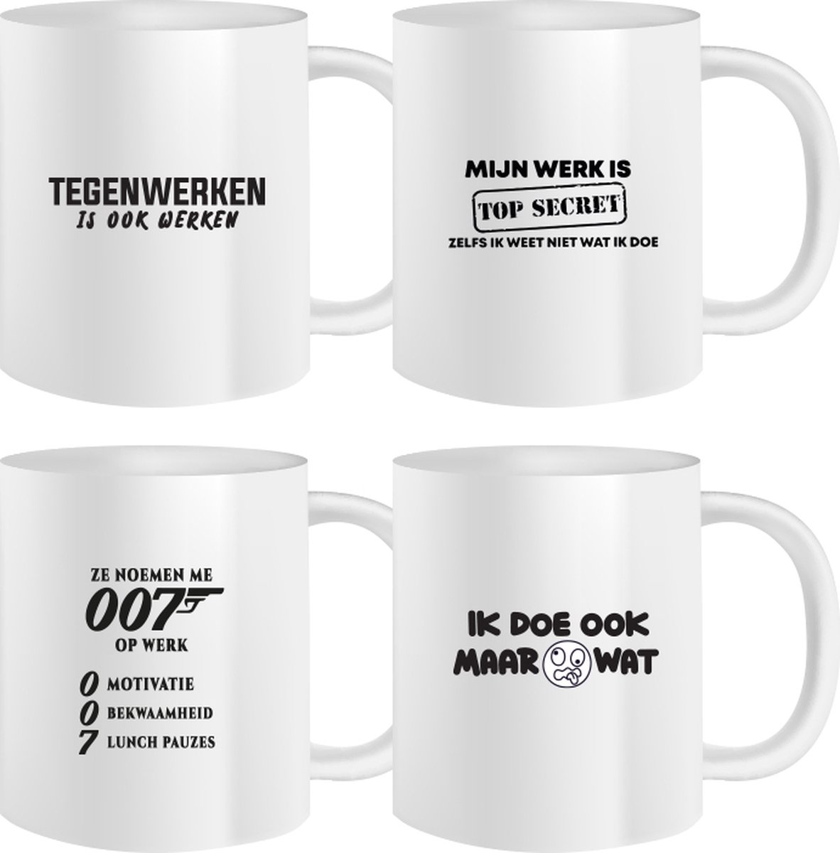 4 Hilarische Werk Mokken | Mok | Collega | Bedrijf | Koffie | Thee | Cadeau | Kado |... | bol.com