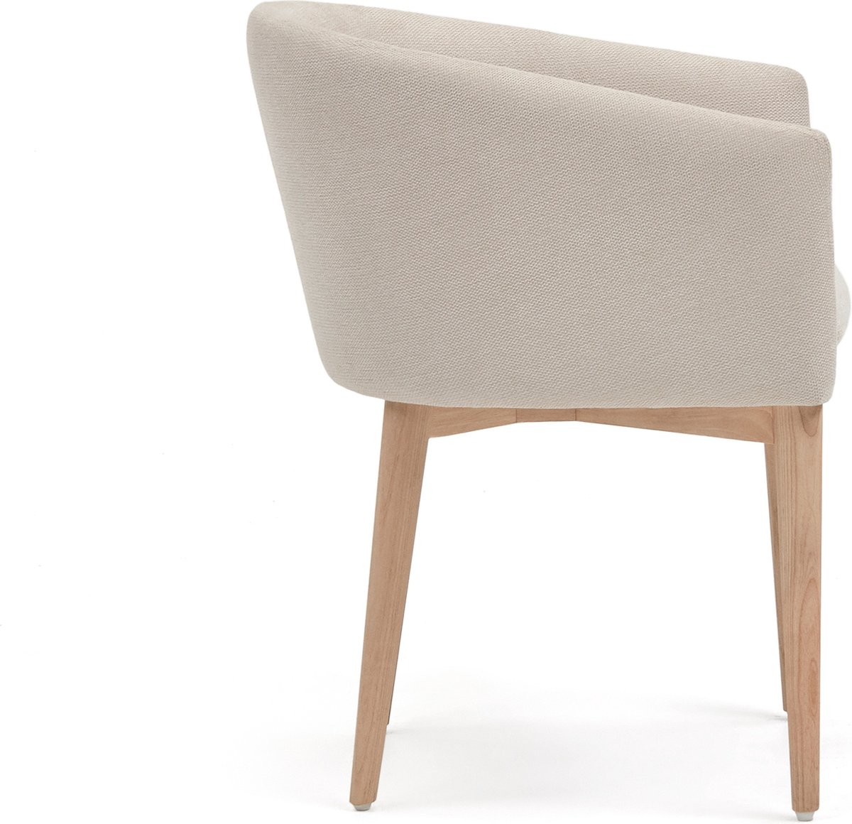 Kave Home - Harlan beige chenille stoel met massief essenhouten poten | bol.com