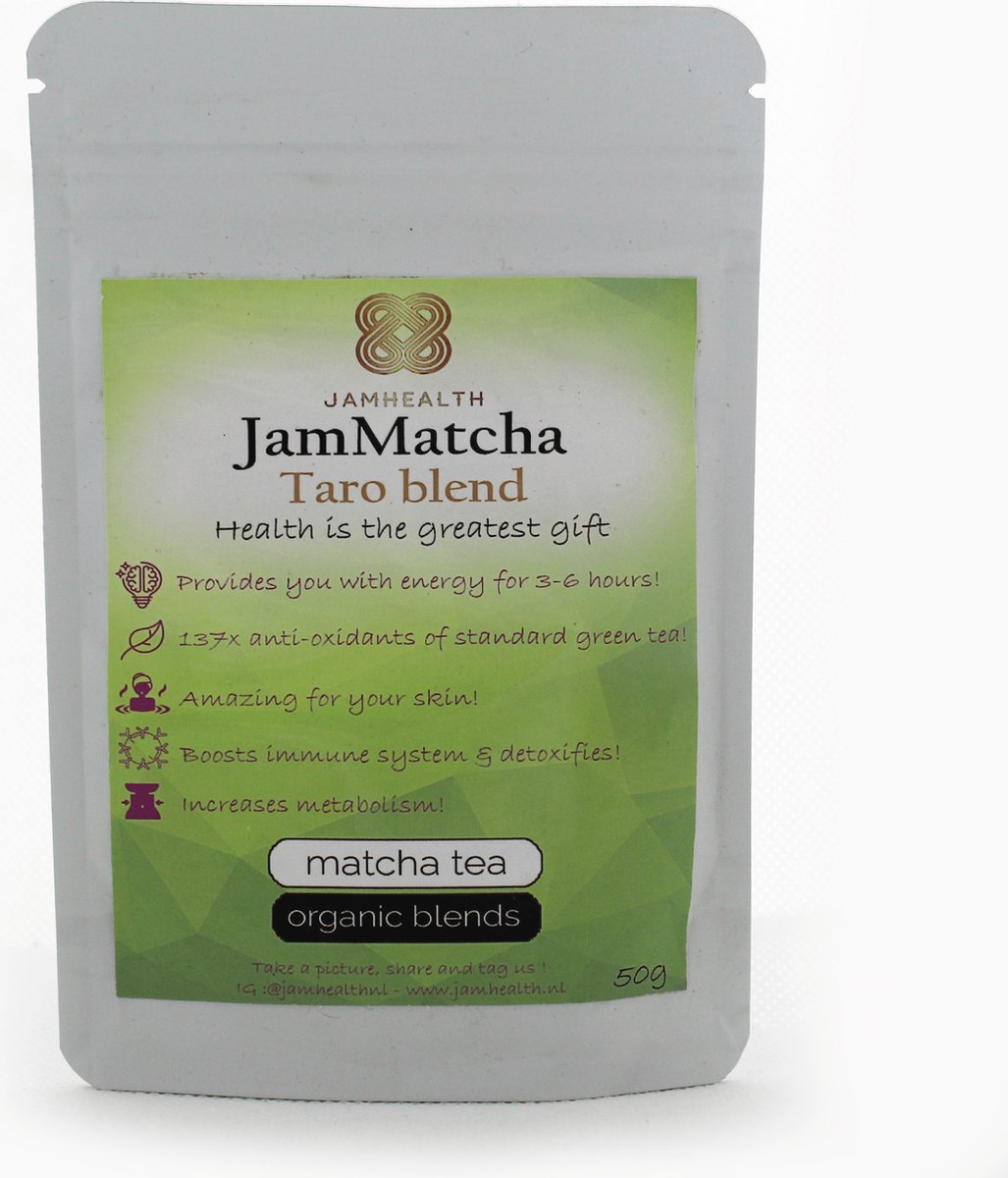 JamMatcha Blends - Taro Matcha Poeder - Pure Matcha met natuurlijke ...