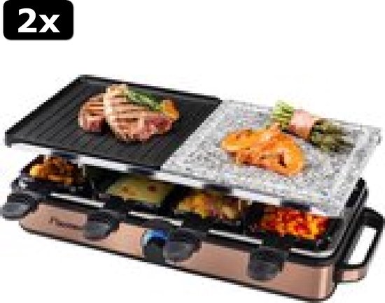 2x Bestron 2-en-1 raclette party grill, ensemble Gourmet électrique ...