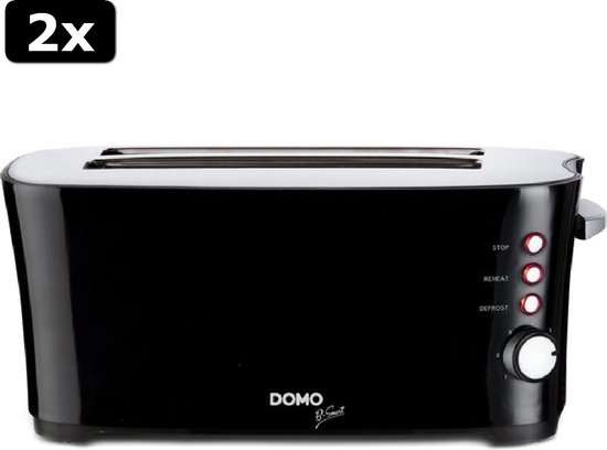 2x Domo DO961T - Broodrooster - 4 sleuven - B-Smart - Zwart | bol.com