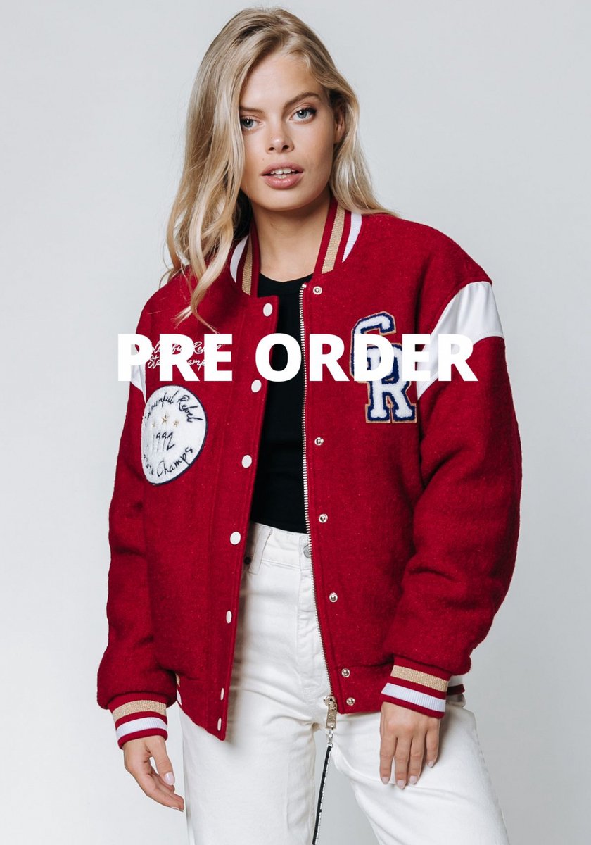 Colourful Rebel Sen Baseball Jas Rood Dames - Boxy Fit - Viscose - M ...