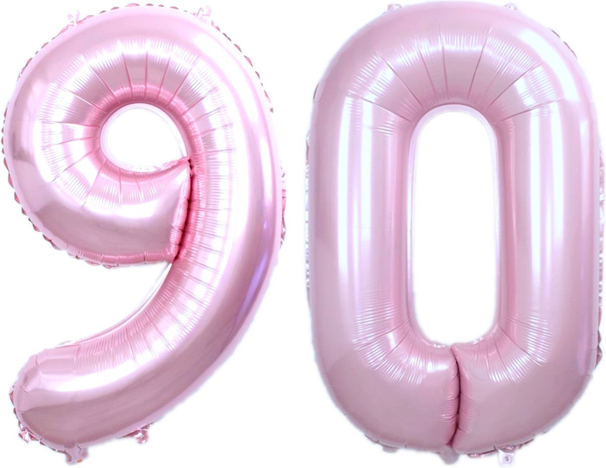 Folie Ballon Cijfer 90 Jaar Roze Verjaardag Versiering Helium Cijfer ...
