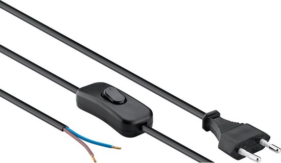 CEE 7/16 - 2-aderig open eind stroomkabel met schakelaar - 2x 0,75mm ...