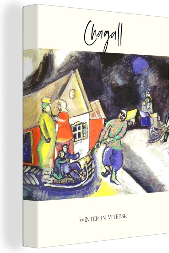 Canvas - Canvas schilderij - Chagall - Winter - Dorp - Gezin ...