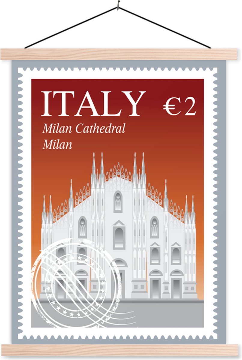 Timbre-poste avec une illustration de l'affiche de l'école de la ...