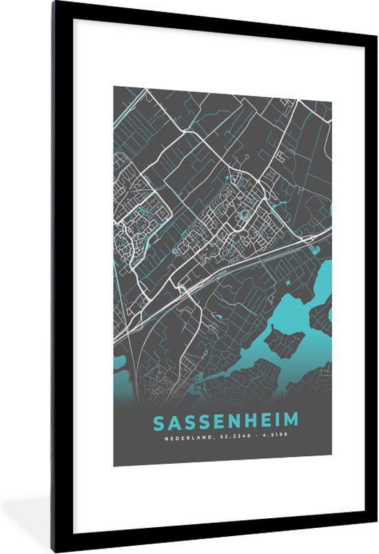 Fotolijst incl. Poster - Kaart - Plattegrond - Sassenheim - Stadskaart ...