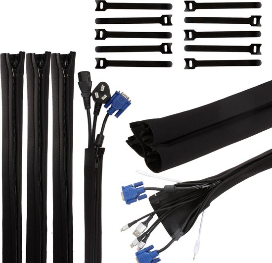ACROPAQ Kabel organiser set - 10 x Kabelgoot en 20 x kabelbinders ...