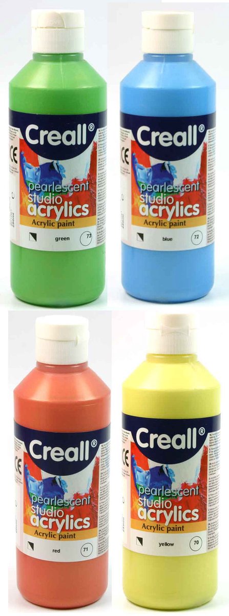 Acryl Verf Set - 4 kleuren - 4x250ml=totaal 1000ml Kleuren: Ochre, Raw ...