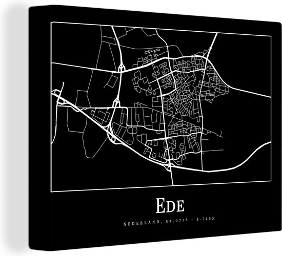 Canvas Schilderij Ede - Stadskaart - Kaart - Plattegrond - 80x60 cm ...