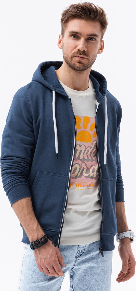 Heren sweatshirt met rits B1145 - navy | bol.