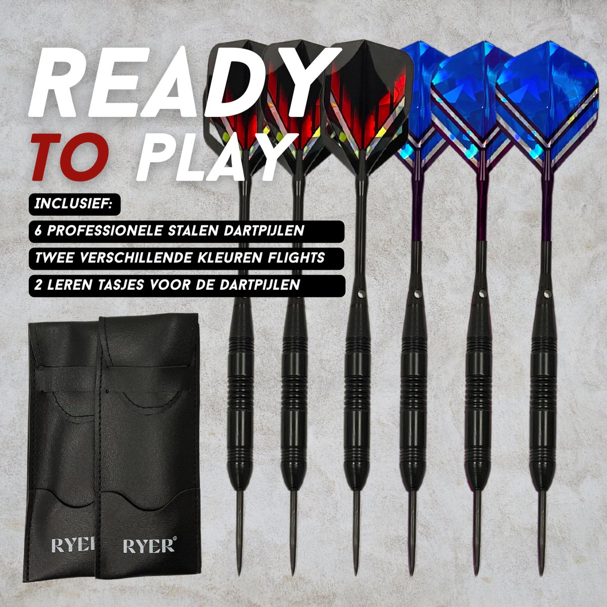 RYER Hurricane Dartbord - Eersteklas Sisal - Met 6 Darts en Leren ...