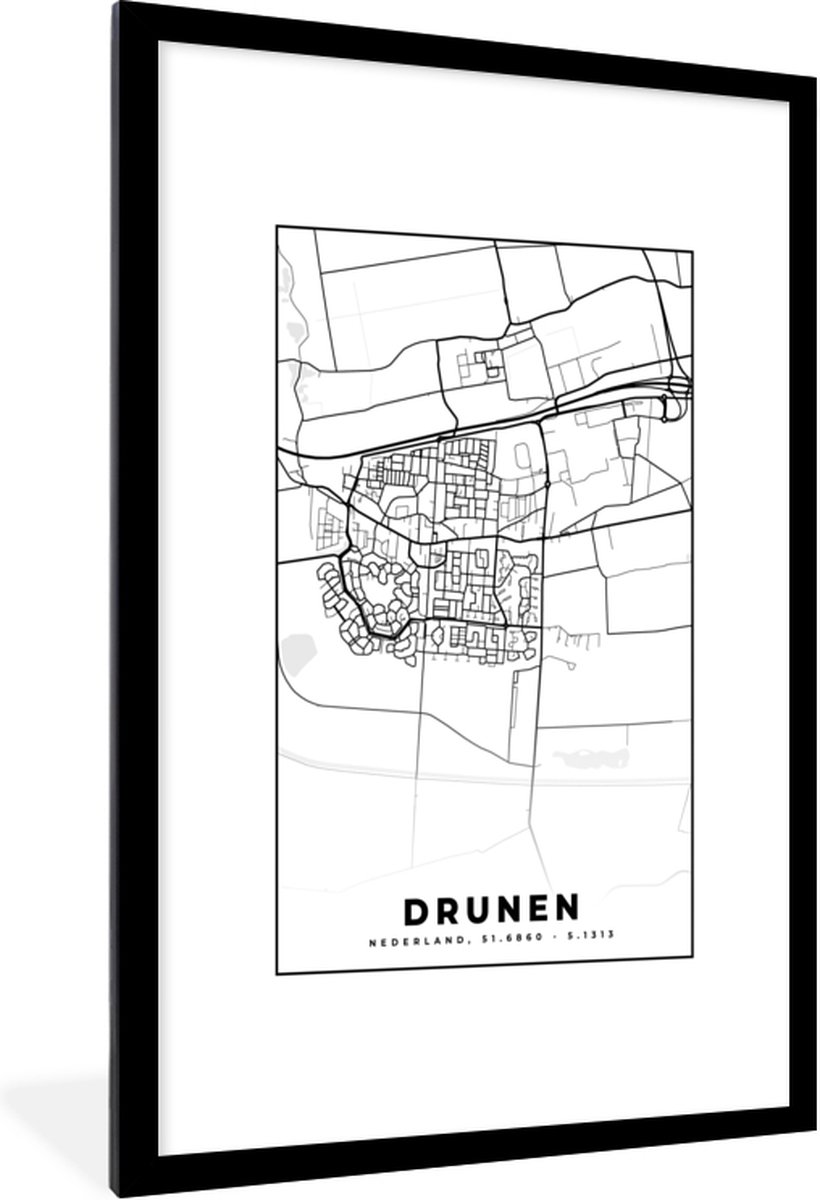 Fotolijst incl. Poster - Plattegrond - Drunen - Kaart - Stadskaart ...