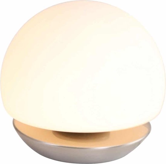 Tafellamp Ancilla Touch dimmer rond | 1 lichts | wit / staal | glas ...