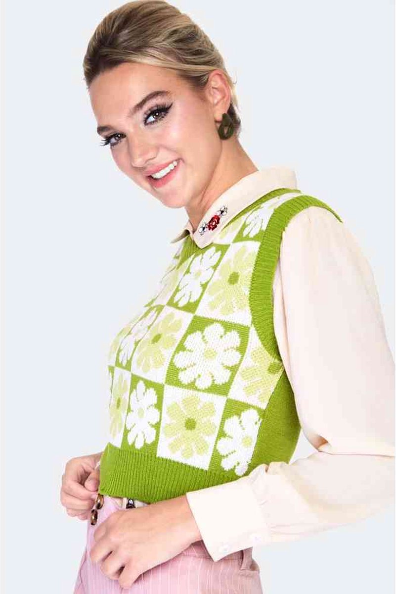 Voodoo Vixen Mouwloze top -L- Daisy crochet Groen | bol.com