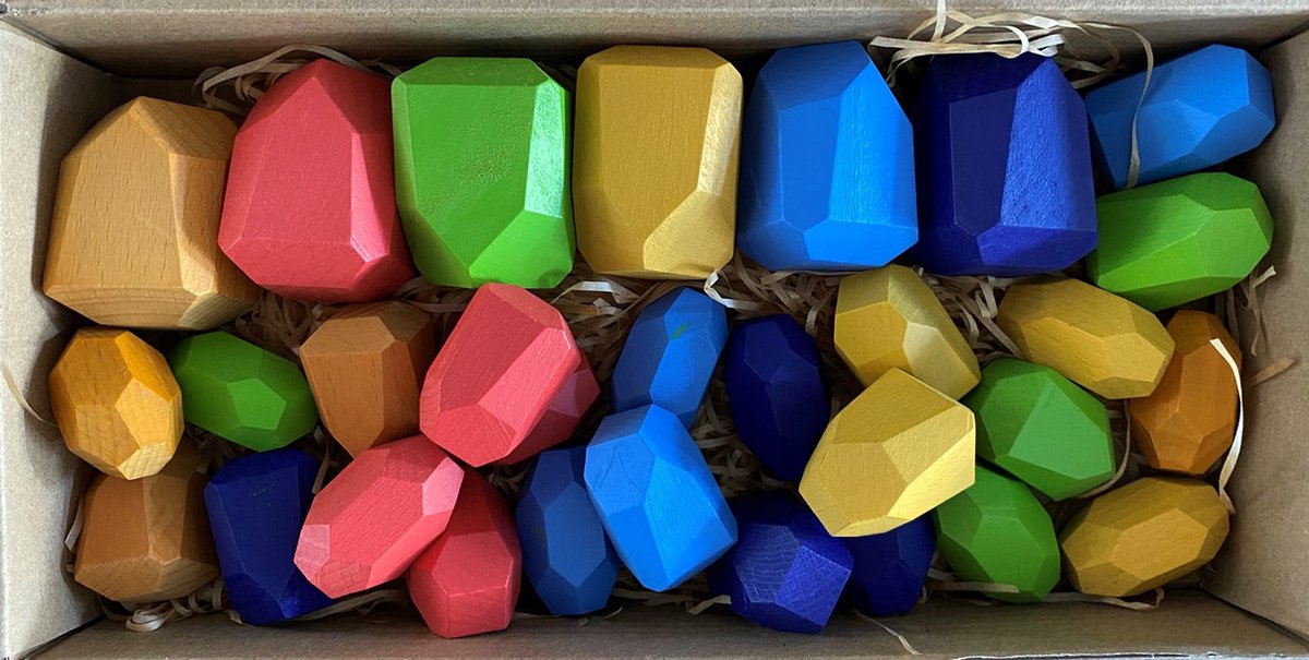 Femur - Houten Stapelstenen - Traditionele Kleuren - Stapelblokken ...