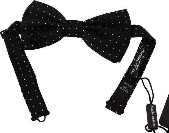 Dolce & Gabbana - Black White Polka Dot Silk Adjustable Neck Papillon ...