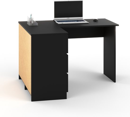 AZ Home Hoekbureau Malmo Links Zwart Bureau Computer desk | bol