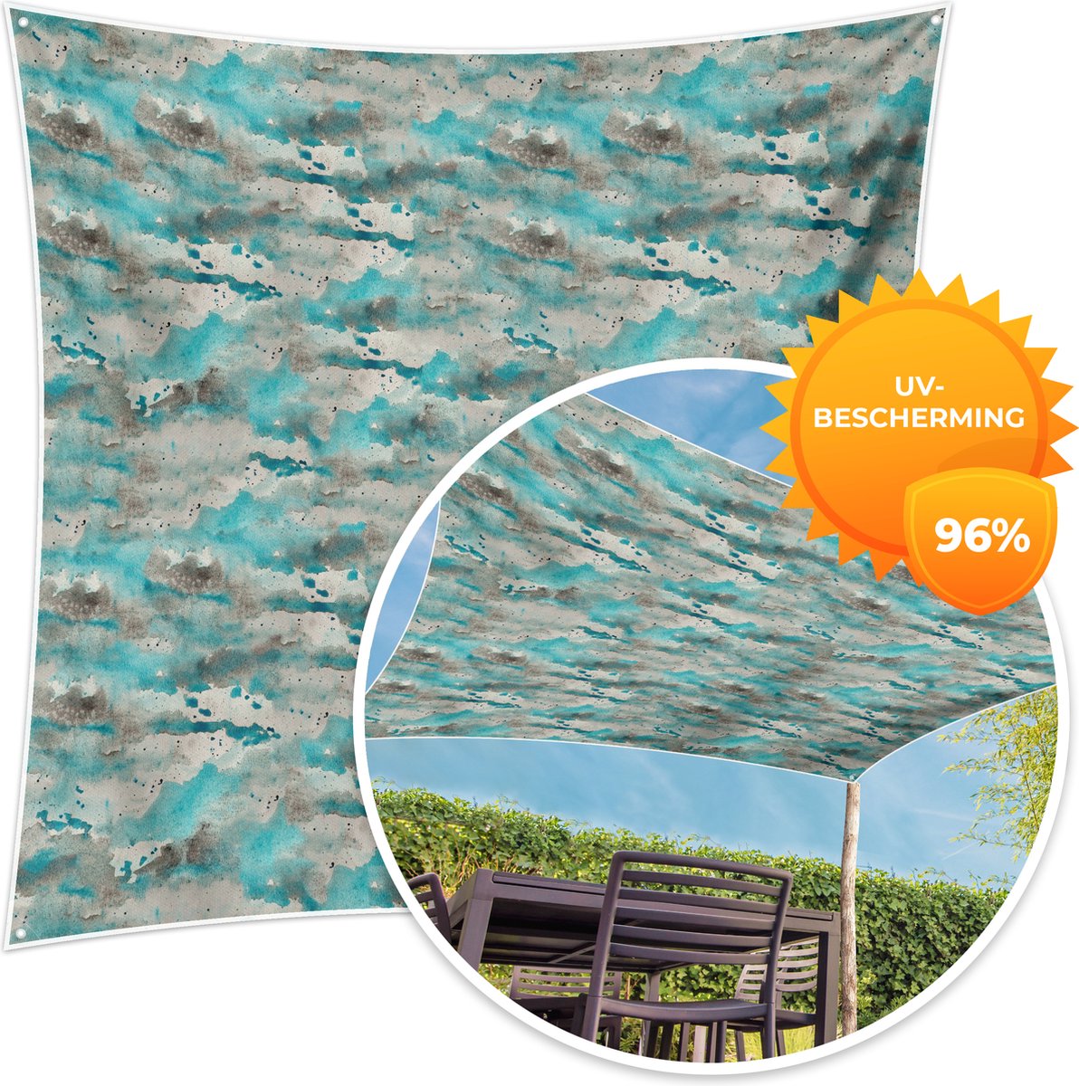 MuchoWow® - Schaduwdoek - Patronen - Olieverf - Turquoise - 96% UV ...