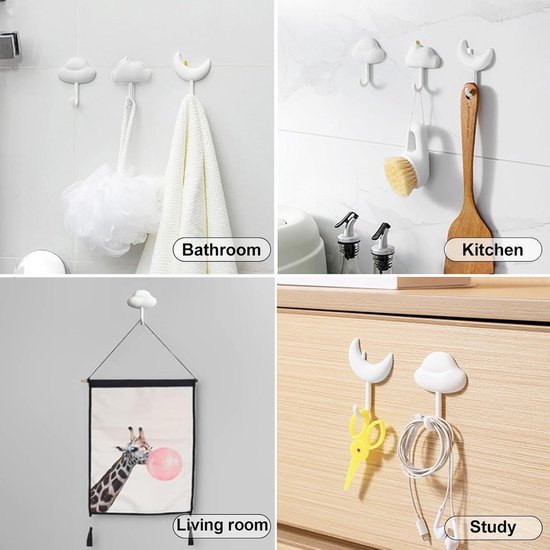 Allecto Premium - Decoratieve haakjes voor muur met wolkenmotief - 6 ...