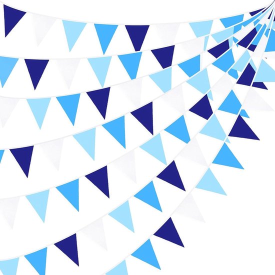 JGS Premium - Blauw Wit Vlaggenslinger voor Feestdecoraties - 10 Meter ...