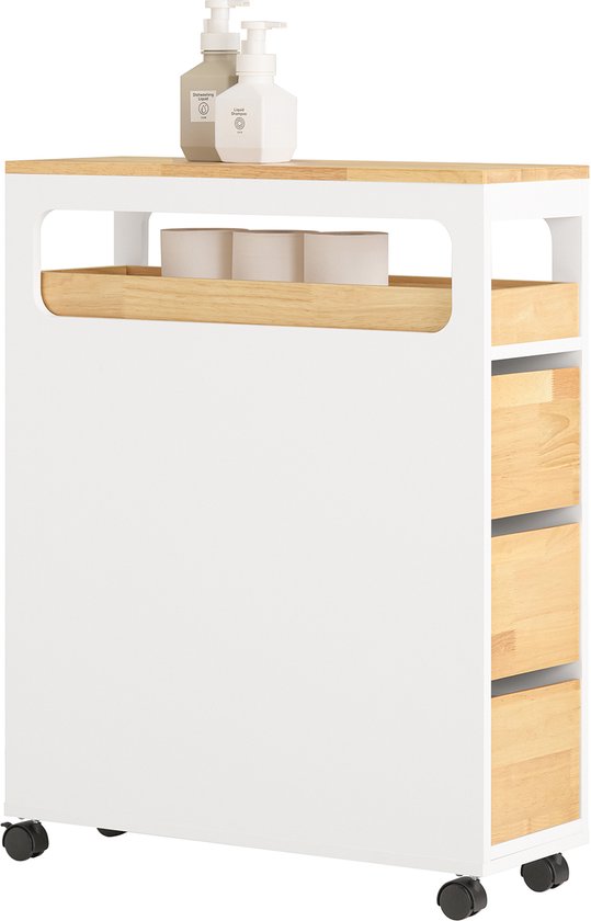 SoBuy BZR54-WN Badkamer Kast - Witte Ruimtebesparende Trolley met Laden ...