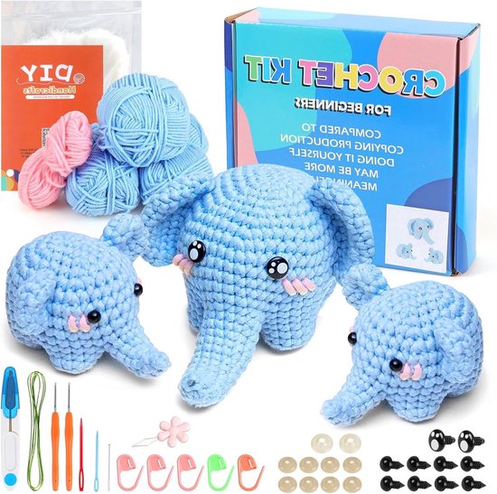 JGS Premium - Gehaakte Kit Voor Beginners - Olifant Haakset ...