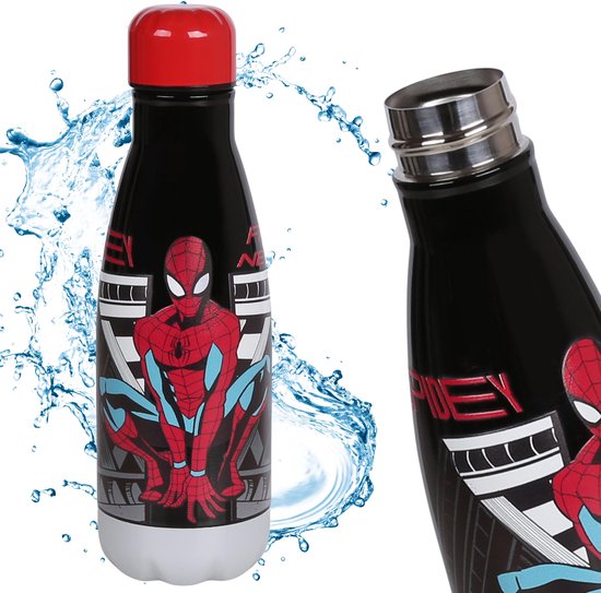 MARVEL Spider-Man STALEN WATERFLES, roestvrijstalen fles VOOR JONGEN ...