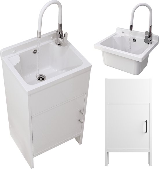 Granitan Loma Wasbak voor Werkruimte met PVC Kast, Kraan en Sifon - 1 ...