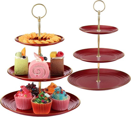 2 Pack 3-laags Cake Stand Cupcake Houder - Dessert Platen - Taarten ...