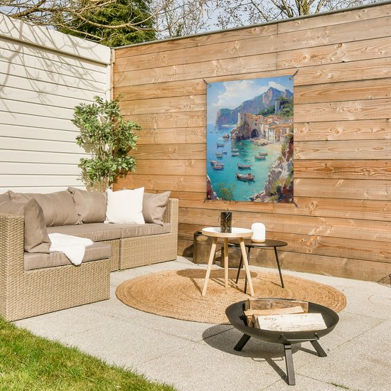 Tuinposter 60x80 cm - Tuindecoratie Kustdorp - Schilderij - Rotsen ...