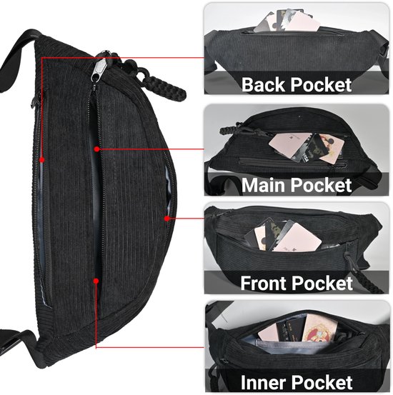 Fraaie Corduroy Heuptas voor Dames en Tieners met Verstelbare Riem voor ...