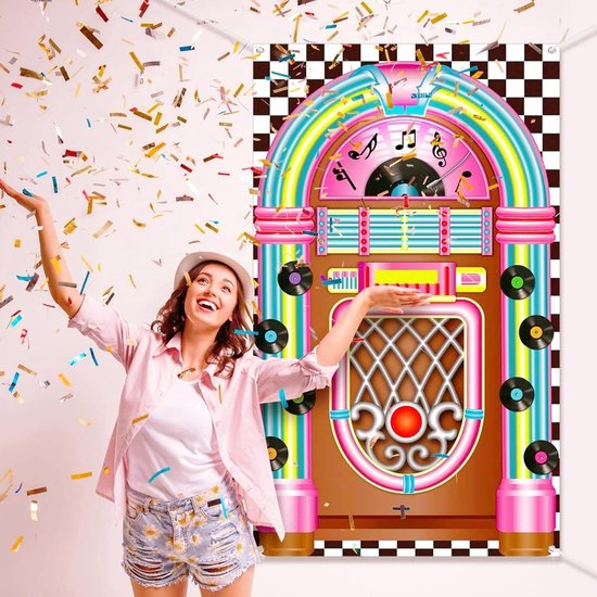 50s Diner Achtergrond Grote Banner - Retro Decoratie voor ...