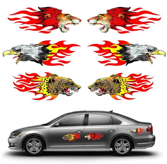 TRANKIELO® - Set van 6 Autostickers met Vlamontwerp - Motorfiets en ...