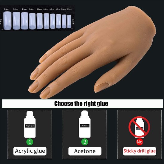 Siliconen oefenhand voor nagels - flexibele mannequin hand - 200 ...