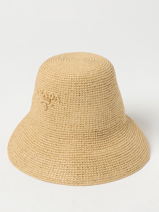 Prada Raffia Bucket Hat Wo - Natural | bol