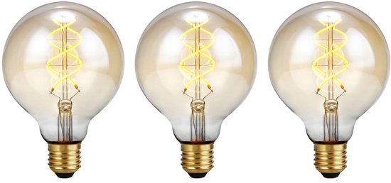 SPL E27 LED Lamp 5W 3 Staps Dimbaar - Extra Warm Wit - LED Filament G95 Globe - Amber... | bol