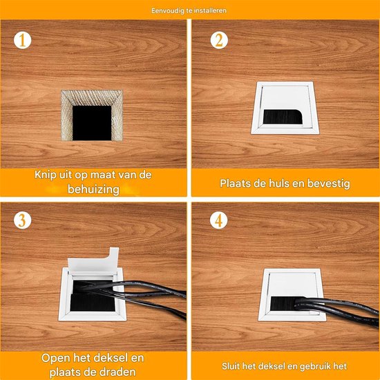 Kabeldoorvoer Deksel - 3 Stuks Aluminium Vierkant - Draad Organizer ...