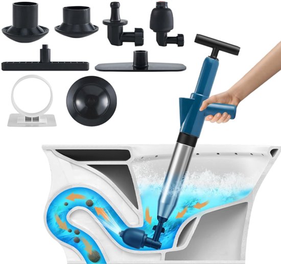 Afvoer ontstopper - Professionele Luchtdruk Pomp Ontstopper - RVS - Wc ...