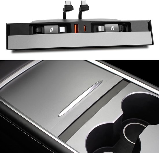USB HUB Charger voor Tesla Model Y/3 met 2x 27W Laadkabels | bol
